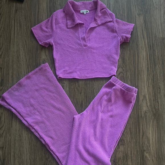 Fashion Nova | Pants & Jumpsuits | Purple Ribbed Twopiece Set | Poshmark